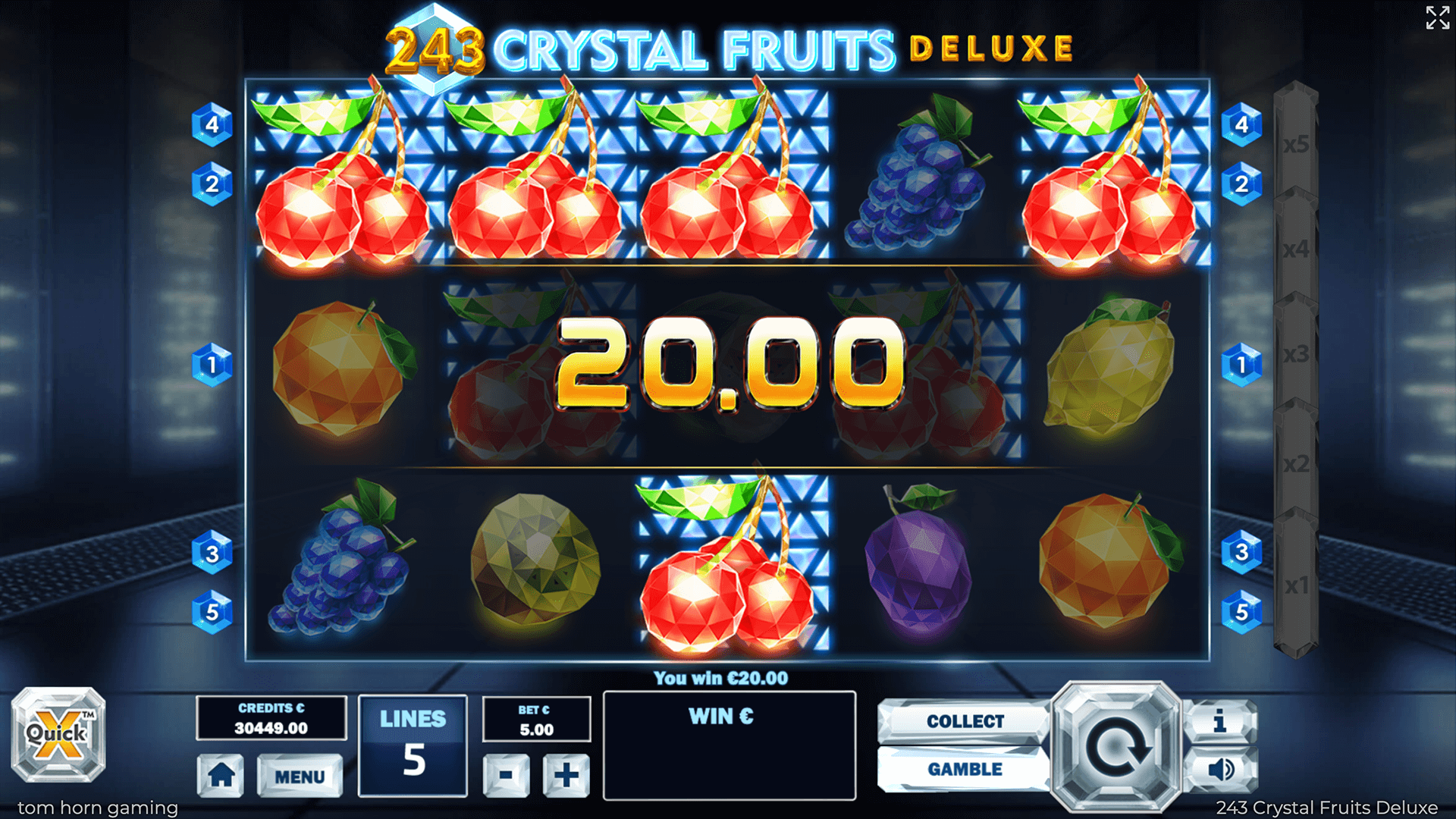 Tom Horn Gaming | 243 Crystal Fruits Deluxe